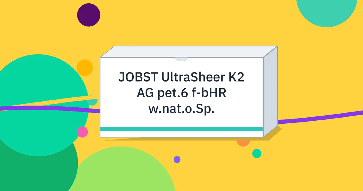 Symbolbild: Packung mit der Aufschrift JOBST UltraSheer K2 AG pet.6 f-bHR w.nat.o.Sp. (PZN 11263731) – Verfügbarkeit und Bezug in Apotheken in Frankfurt am Main