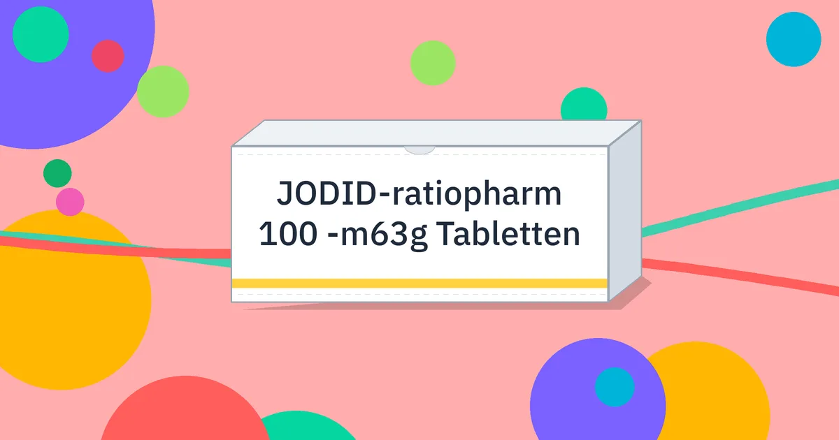 Symbolbild: Packung mit der Aufschrift JODID-ratiopharm 100 -m63g Tabletten (PZN 04619133) – Verfügbarkeit und Bezug in Apotheken in Frankfurt am Main