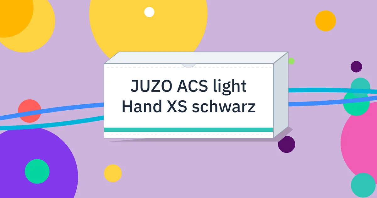 Symbolbild: Packung mit der Aufschrift JUZO ACS light Hand XS schwarz (PZN 12598698) – Verfügbarkeit und Bezug in Apotheken in Frankfurt am Main