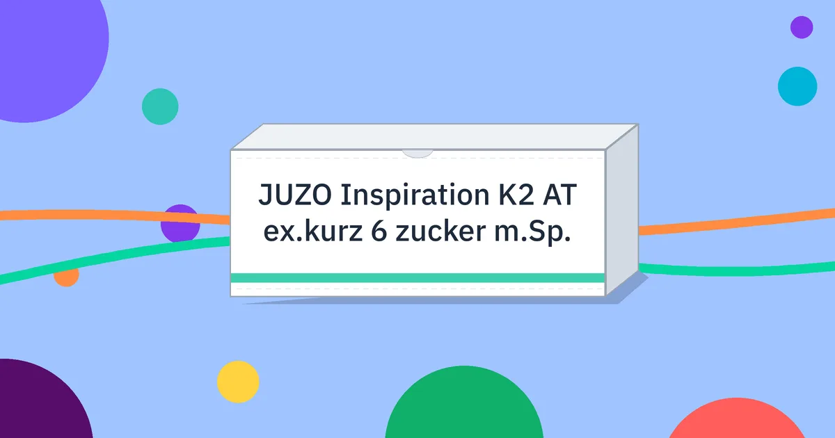 Symbolbild: Packung mit der Aufschrift JUZO Inspiration K2 AT ex.kurz 6 zucker m.Sp. (PZN 14953212) – Verfügbarkeit und Bezug in Apotheken in Frankfurt am Main