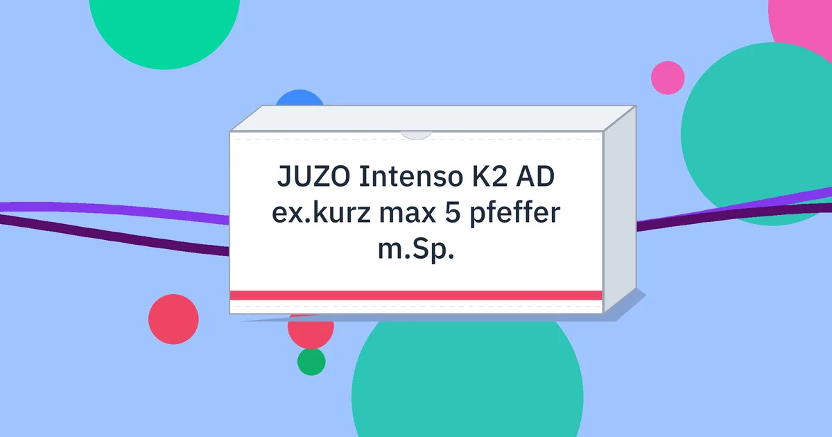Symbolbild: Packung mit der Aufschrift JUZO Intenso K2 AD ex.kurz max 5 pfeffer m.Sp. (PZN 18606708) – Verfügbarkeit und Bezug in Apotheken in Frankfurt am Main