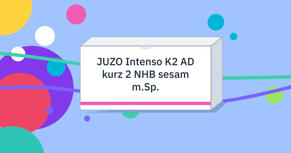 Symbolbild: Packung mit der Aufschrift JUZO Intenso K2 AD kurz 2 NHB sesam m.Sp. (PZN 18610934) – Verfügbarkeit und Bezug in Apotheken in Frankfurt am Main