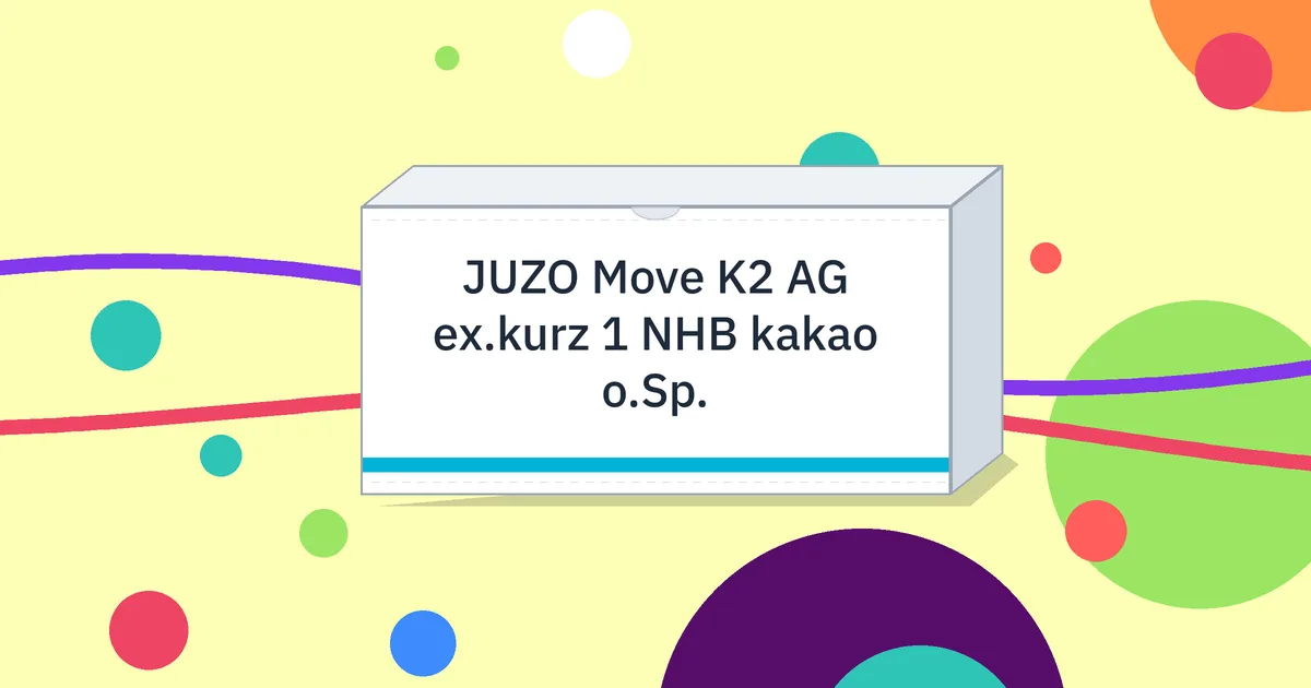 Symbolbild: Packung mit der Aufschrift JUZO Move K2 AG ex.kurz 1 NHB kakao o.Sp. (PZN 18565375) – Verfügbarkeit und Bezug in Apotheken in Frankfurt am Main