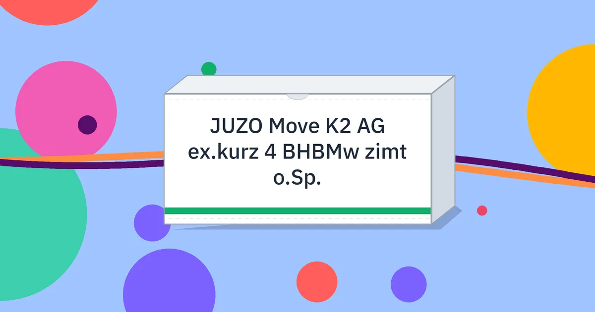 Symbolbild: Packung mit der Aufschrift JUZO Move K2 AG ex.kurz 4 BHBMw zimt o.Sp. (PZN 18534713) – Verfügbarkeit und Bezug in Apotheken in Frankfurt am Main