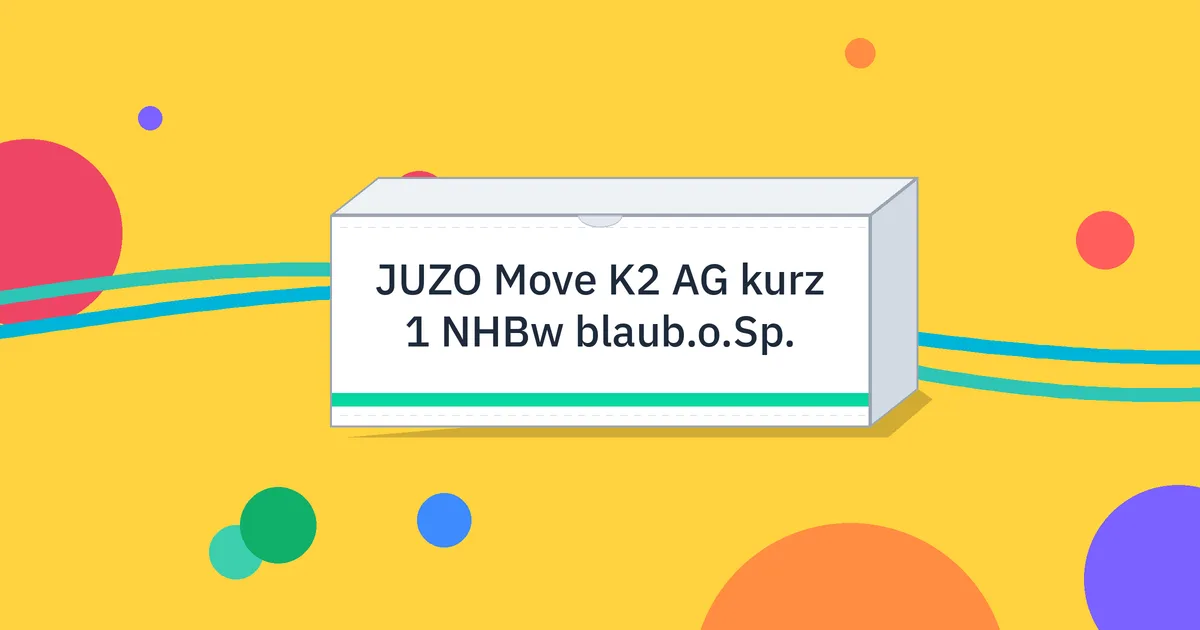 Symbolbild: Packung mit der Aufschrift JUZO Move K2 AG kurz 1 NHBw blaub.o.Sp. (PZN 18560544) – Verfügbarkeit und Bezug in Apotheken in Frankfurt am Main