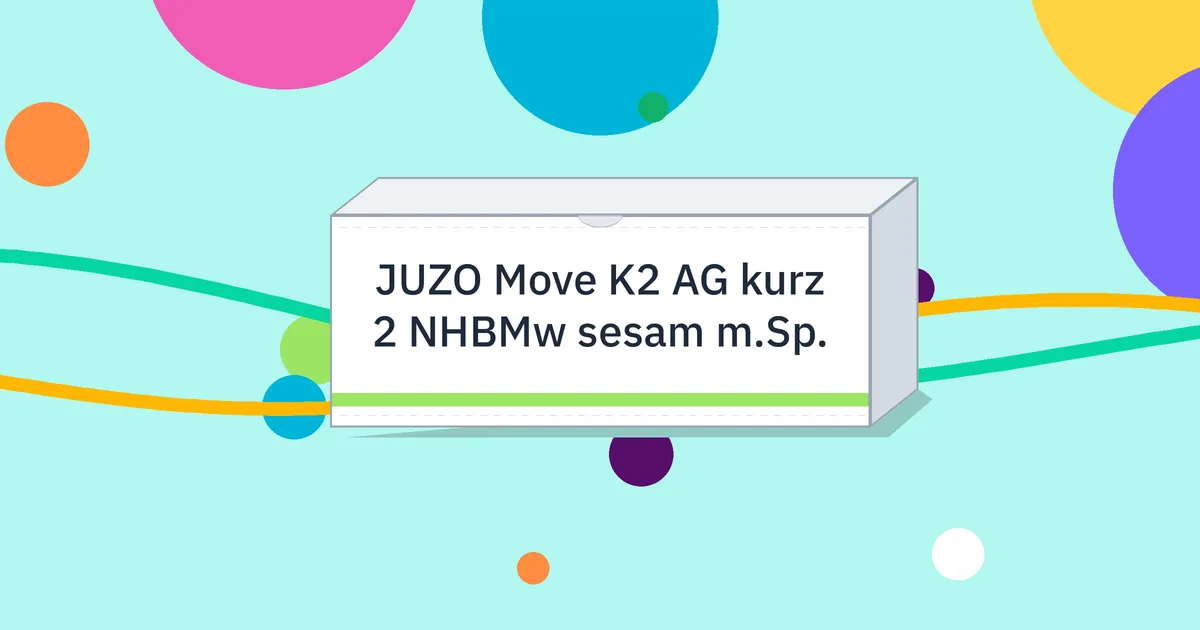 Symbolbild: Packung mit der Aufschrift JUZO Move K2 AG kurz 2 NHBMw sesam m.Sp. (PZN 18527558) – Verfügbarkeit und Bezug in Apotheken in Frankfurt am Main