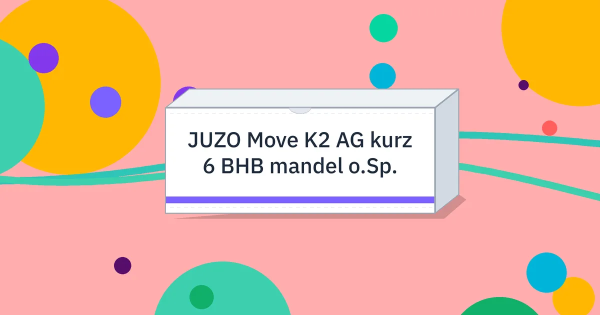 Symbolbild: Packung mit der Aufschrift JUZO Move K2 AG kurz 6 BHB mandel o.Sp. (PZN 16639425) – Verfügbarkeit und Bezug in Apotheken in Frankfurt am Main