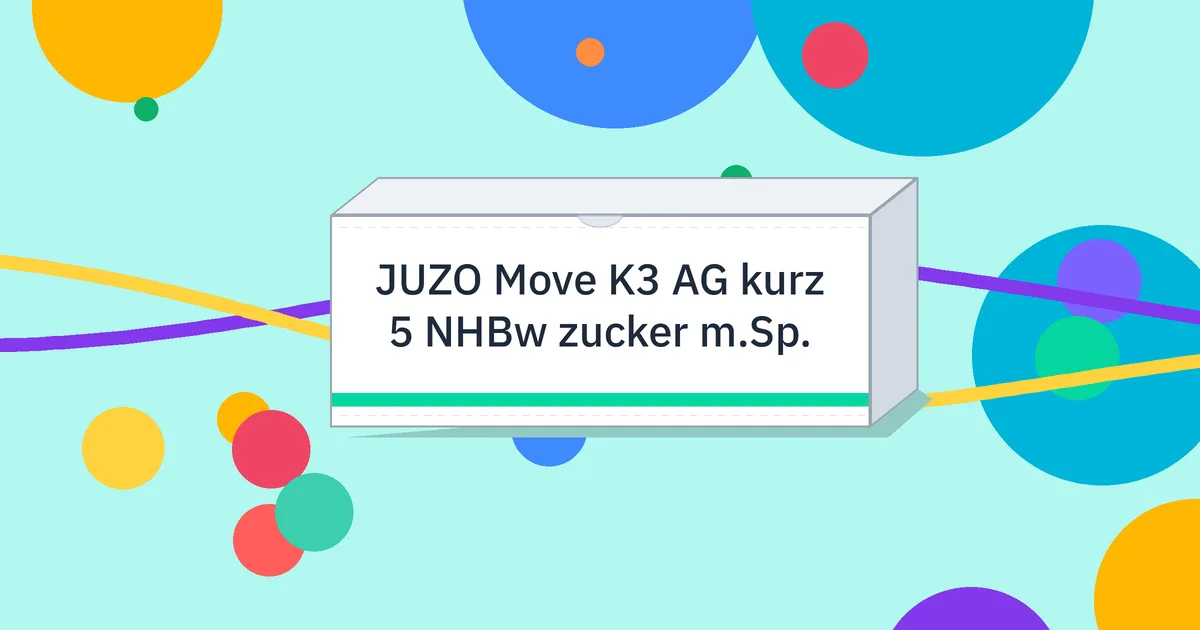 Symbolbild: Packung mit der Aufschrift JUZO Move K3 AG kurz 5 NHBw zucker m.Sp. (PZN 18578403) – Verfügbarkeit und Bezug in Apotheken in Frankfurt am Main