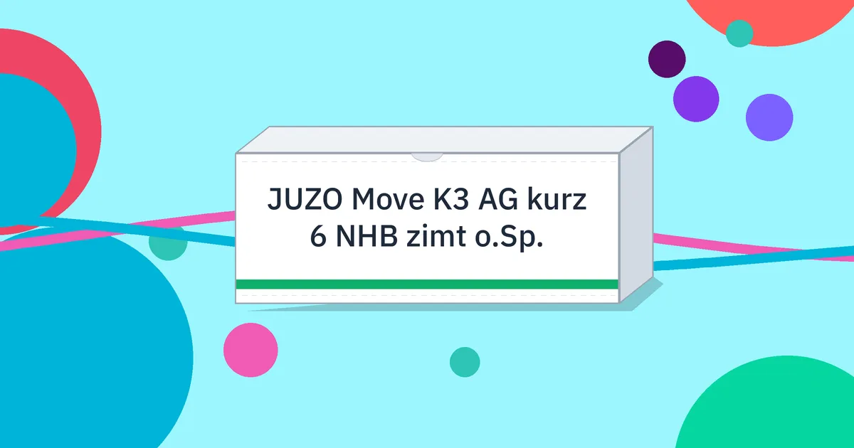 Symbolbild: Packung mit der Aufschrift JUZO Move K3 AG kurz 6 NHB zimt o.Sp. (PZN 18581150) – Verfügbarkeit und Bezug in Apotheken in Frankfurt am Main