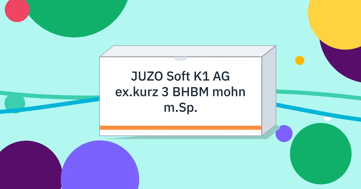 Symbolbild: Packung mit der Aufschrift JUZO Soft K1 AG ex.kurz 3 BHBM mohn m.Sp. (PZN 14856584) – Verfügbarkeit und Bezug in Apotheken in Frankfurt am Main