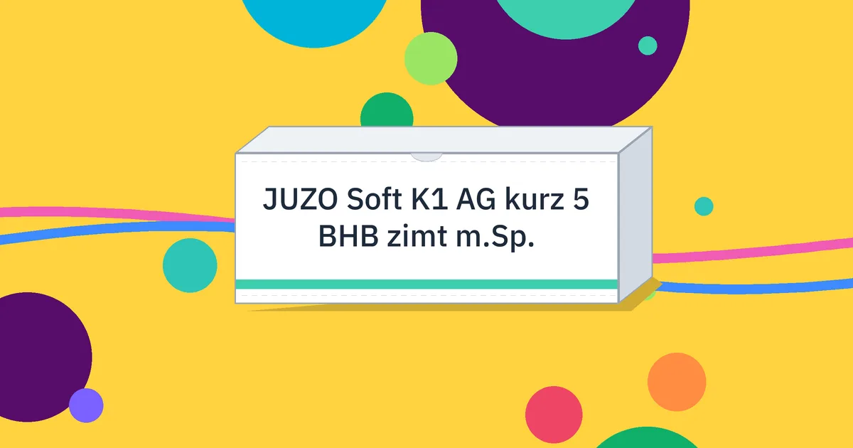 Symbolbild: Packung mit der Aufschrift JUZO Soft K1 AG kurz 5 BHB zimt m.Sp. (PZN 14822088) – Verfügbarkeit und Bezug in Apotheken in Frankfurt am Main