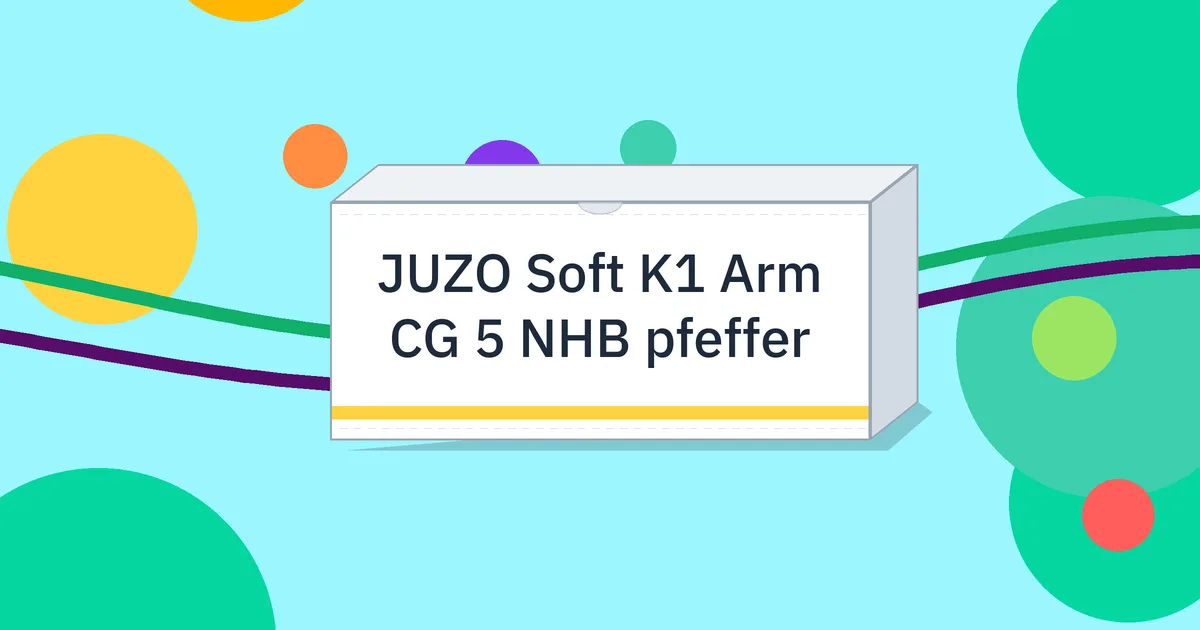 Symbolbild: Packung mit der Aufschrift JUZO Soft K1 Arm CG 5 NHB pfeffer (PZN 15506952) – Verfügbarkeit und Bezug in Apotheken in Frankfurt am Main