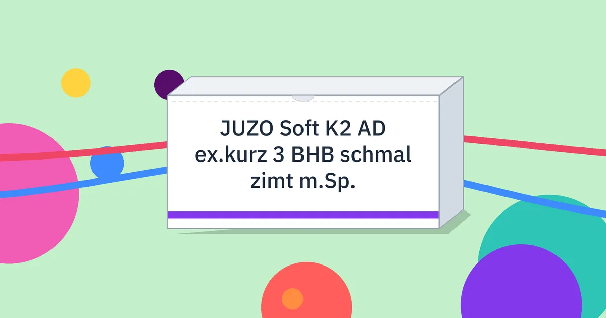 Symbolbild: Packung mit der Aufschrift JUZO Soft K2 AD ex.kurz 3 BHB schmal zimt m.Sp. (PZN 15466276) – Verfügbarkeit und Bezug in Apotheken in Frankfurt am Main