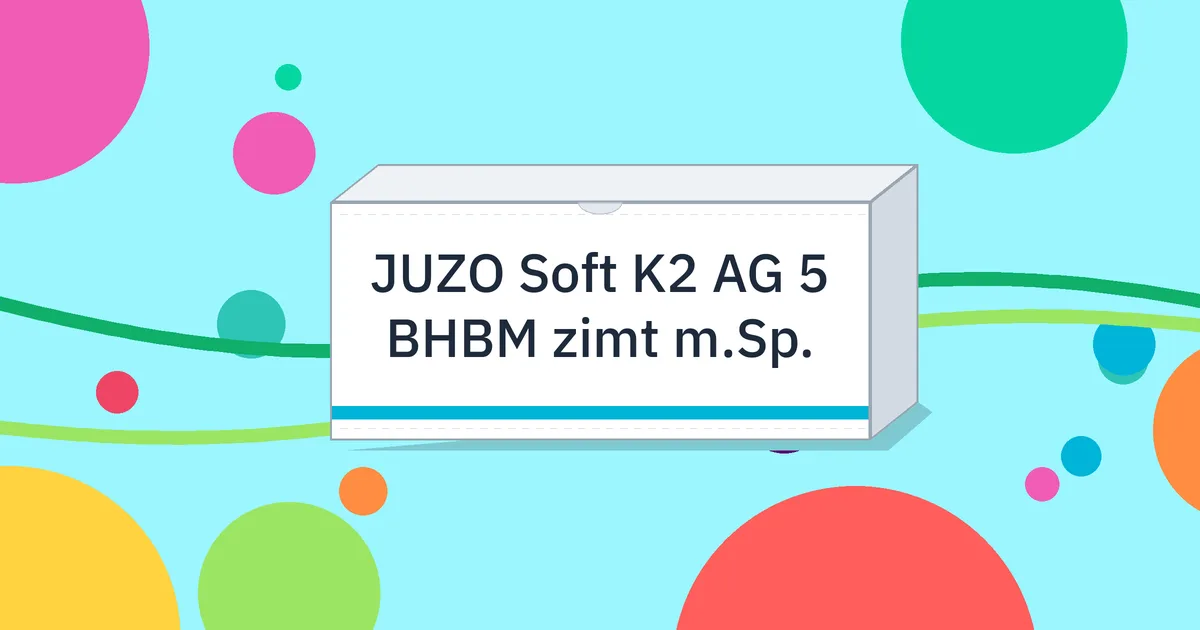 Symbolbild: Packung mit der Aufschrift JUZO Soft K2 AG 5 BHBM zimt m.Sp. (PZN 14858844) – Verfügbarkeit und Bezug in Apotheken in Frankfurt am Main