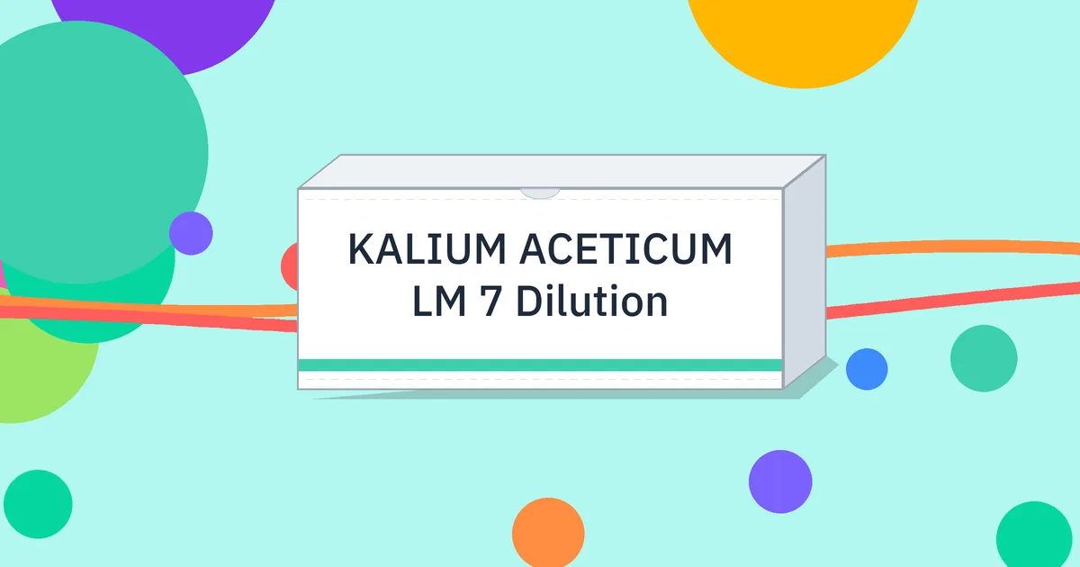 Symbolbild: Packung mit der Aufschrift KALIUM ACETICUM LM 7 Dilution (PZN 12916514) – Verfügbarkeit und Bezug in Apotheken in Frankfurt am Main