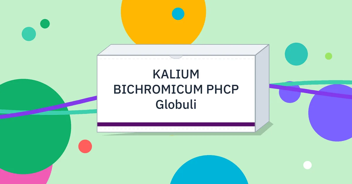 Symbolbild: Packung mit der Aufschrift KALIUM BICHROMICUM PHCP Globuli (PZN 00359706) – Verfügbarkeit und Bezug in Apotheken in Frankfurt am Main