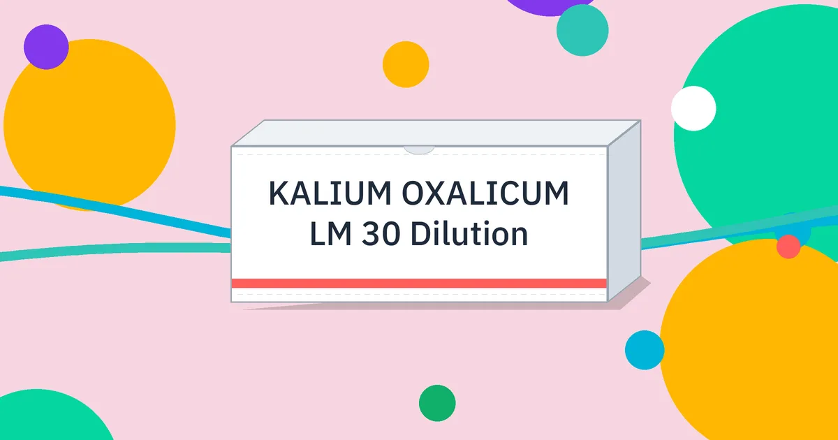 Symbolbild: Packung mit der Aufschrift KALIUM OXALICUM LM 30 Dilution (PZN 12923856) – Verfügbarkeit und Bezug in Apotheken in Frankfurt am Main