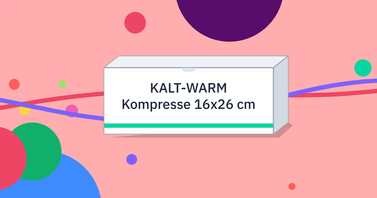 Symbolbild: Packung mit der Aufschrift KALT-WARM Kompresse 16x26 cm (PZN 02737495) – Verfügbarkeit und Bezug in Apotheken in Frankfurt am Main