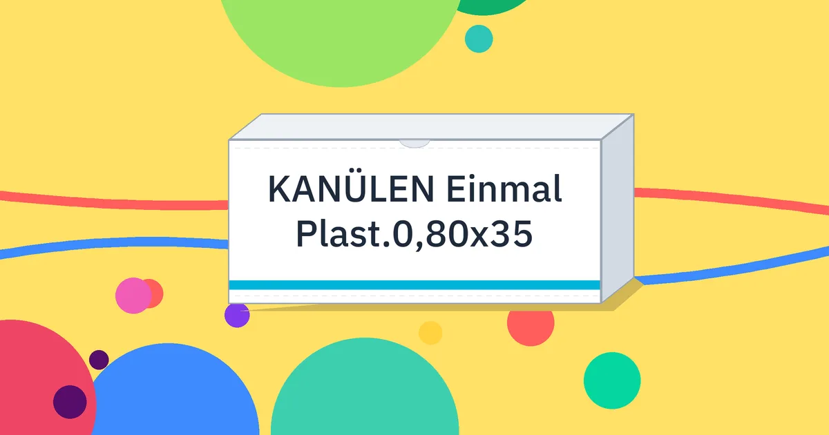 Symbolbild: Packung mit der Aufschrift KANÜLEN Einmal Plast.0,80x35 (PZN 01728985) – Verfügbarkeit und Bezug in Apotheken in Frankfurt am Main