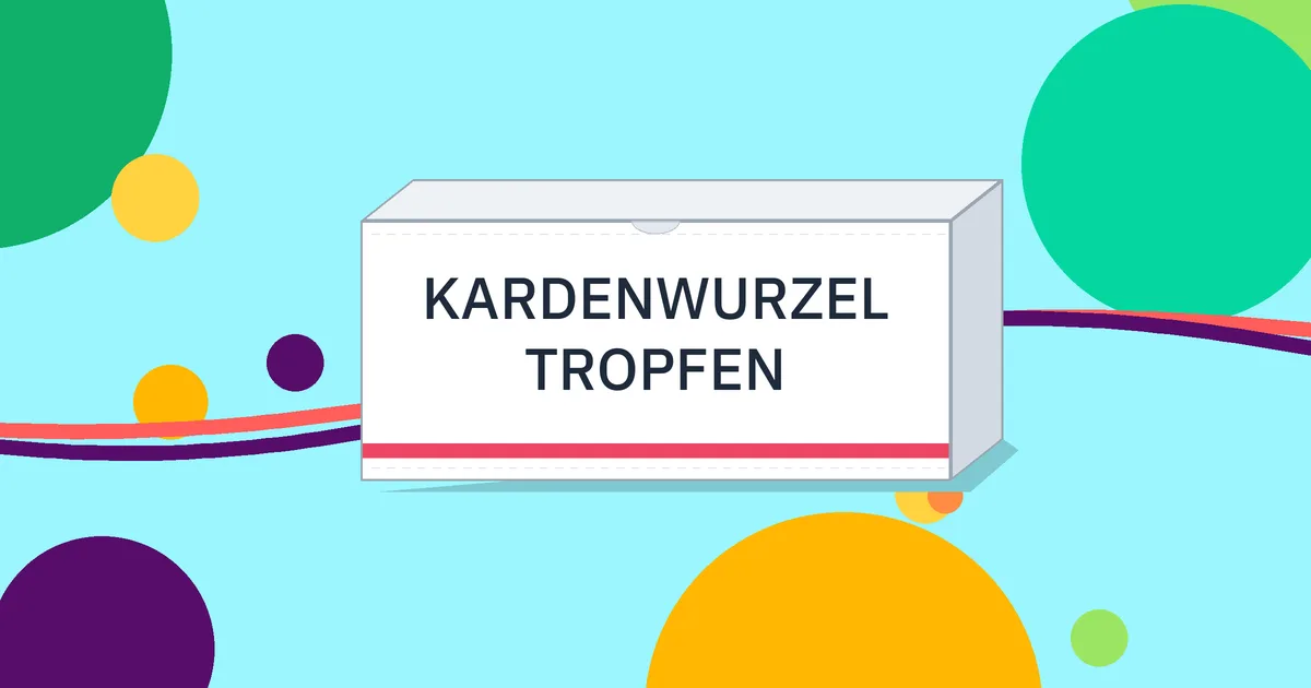 Symbolbild: Packung mit der Aufschrift KARDENWURZEL TROPFEN (PZN 11053318) – Verfügbarkeit und Bezug in Apotheken in Frankfurt am Main