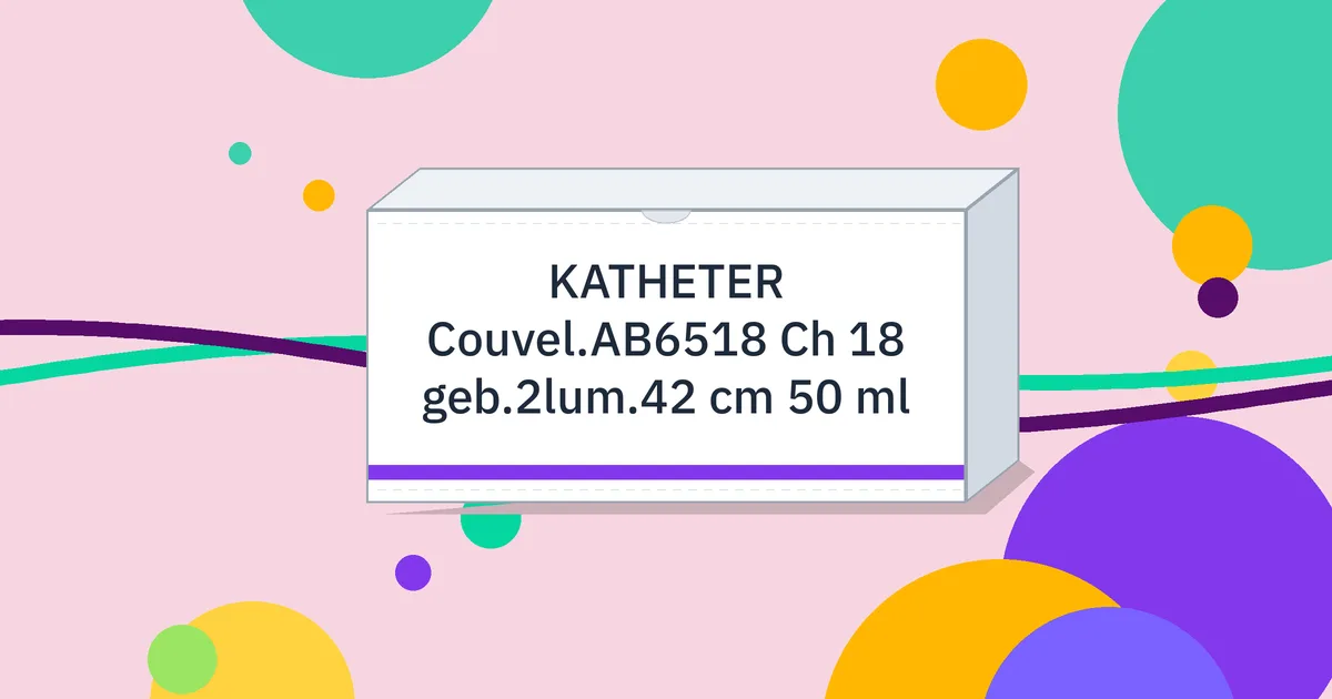 Symbolbild: Packung mit der Aufschrift KATHETER Couvel.AB6518 Ch 18 geb.2lum.42 cm 50 ml (PZN 00152997) – Verfügbarkeit und Bezug in Apotheken in Frankfurt am Main