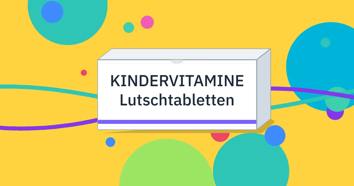 Symbolbild: Packung mit der Aufschrift KINDERVITAMINE Lutschtabletten (PZN 17382483) – Verfügbarkeit und Bezug in Apotheken in Frankfurt am Main