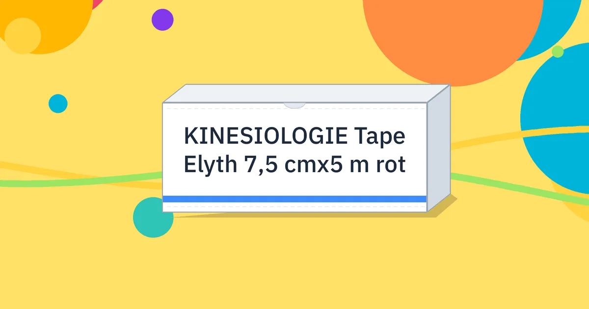 Symbolbild: Packung mit der Aufschrift KINESIOLOGIE Tape Elyth 7,5 cmx5 m rot (PZN 10735719) – Verfügbarkeit und Bezug in Apotheken in Frankfurt am Main