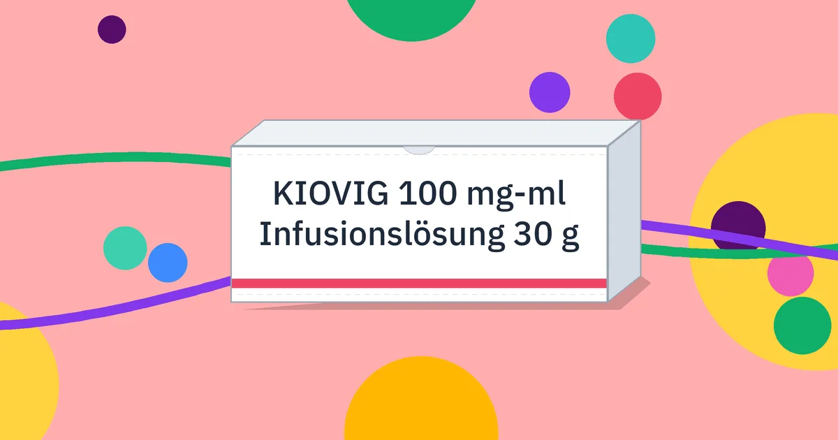 Symbolbild: Packung mit der Aufschrift KIOVIG 100 mg-ml Infusionslösung 30 g (PZN 06587176) – Verfügbarkeit und Bezug in Apotheken in Frankfurt am Main
