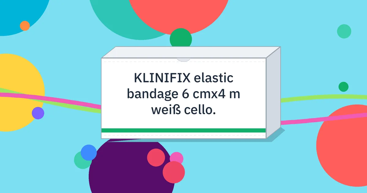 Symbolbild: Packung mit der Aufschrift KLINIFIX elastic bandage 6 cmx4 m weiß cello. (PZN 16536004) – Verfügbarkeit und Bezug in Apotheken in Frankfurt am Main