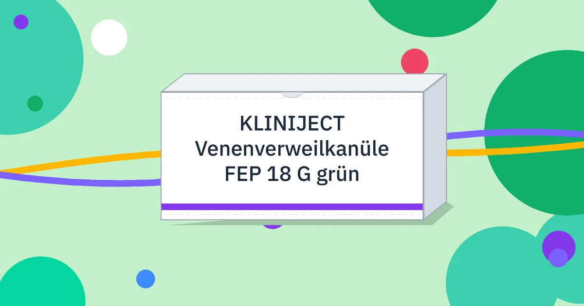 Symbolbild: Packung mit der Aufschrift KLINIJECT Venenverweilkanüle FEP 18 G grün (PZN 00367829) – Verfügbarkeit und Bezug in Apotheken in Frankfurt am Main