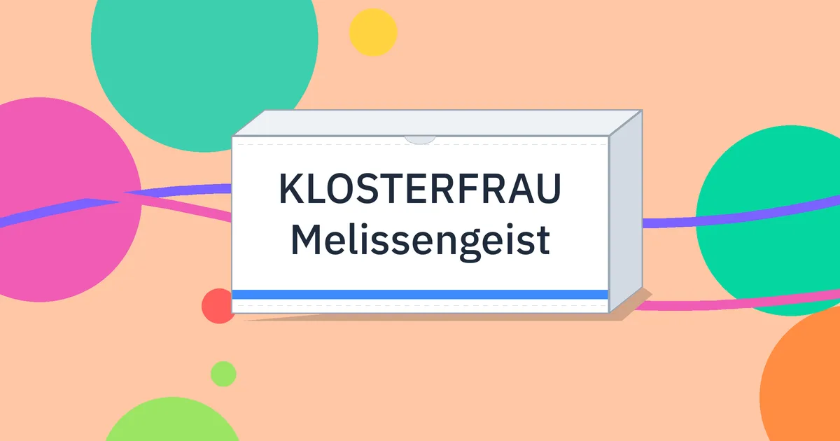 Symbolbild: Packung mit der Aufschrift KLOSTERFRAU Melissengeist (PZN 00580428) – Verfügbarkeit und Bezug in Apotheken in Frankfurt am Main