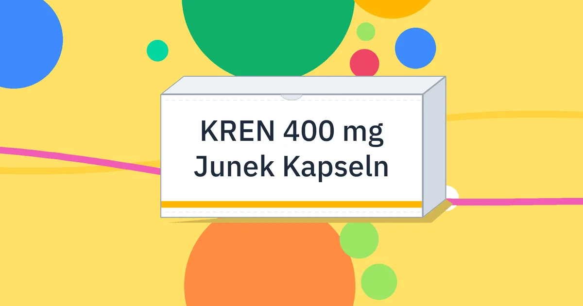 Symbolbild: Packung mit der Aufschrift KREN 400 mg Junek Kapseln (PZN 00139100) – Verfügbarkeit und Bezug in Apotheken in Frankfurt am Main