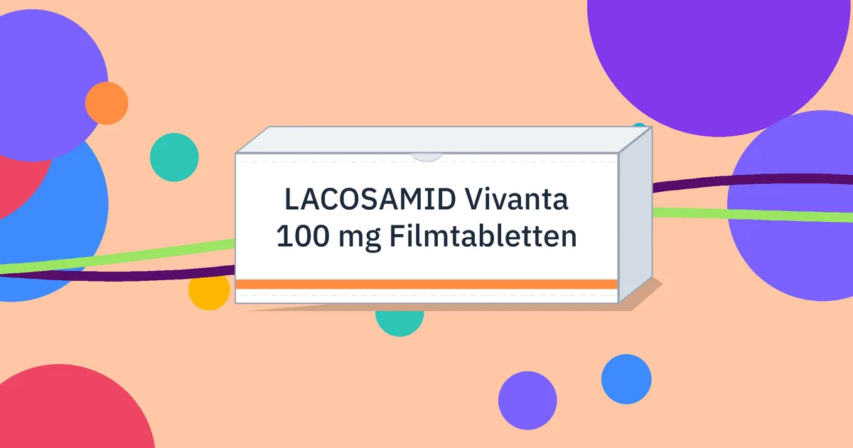 Symbolbild: Packung mit der Aufschrift LACOSAMID Vivanta 100 mg Filmtabletten (PZN 18083966) – Verfügbarkeit und Bezug in Apotheken in Frankfurt am Main