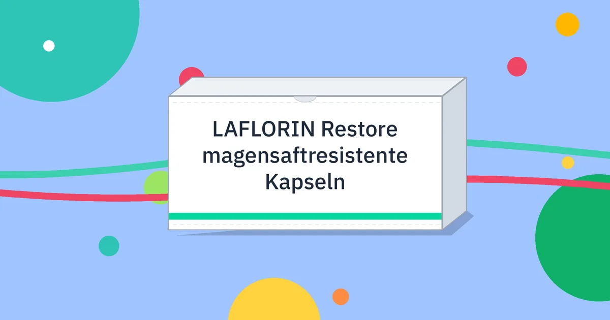 Symbolbild: Packung mit der Aufschrift LAFLORIN Restore magensaftresistente Kapseln (PZN 15321164) – Verfügbarkeit und Bezug in Apotheken in Frankfurt am Main