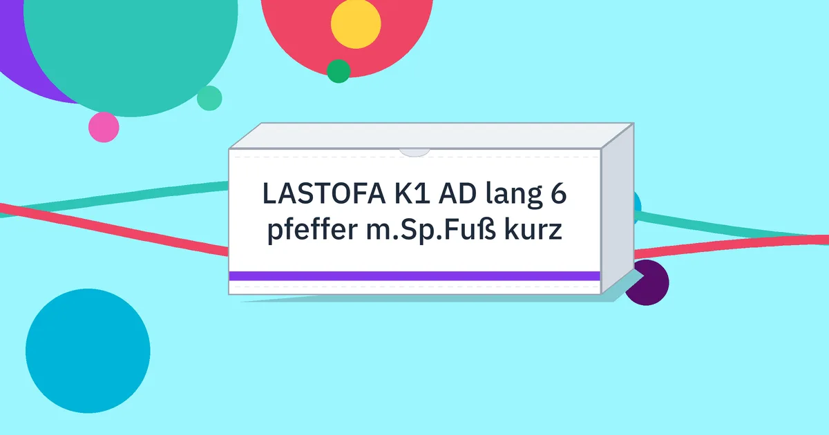Symbolbild: Packung mit der Aufschrift LASTOFA K1 AD lang 6 pfeffer m.Sp.Fuß kurz (PZN 13788314) – Verfügbarkeit und Bezug in Apotheken in Frankfurt am Main
