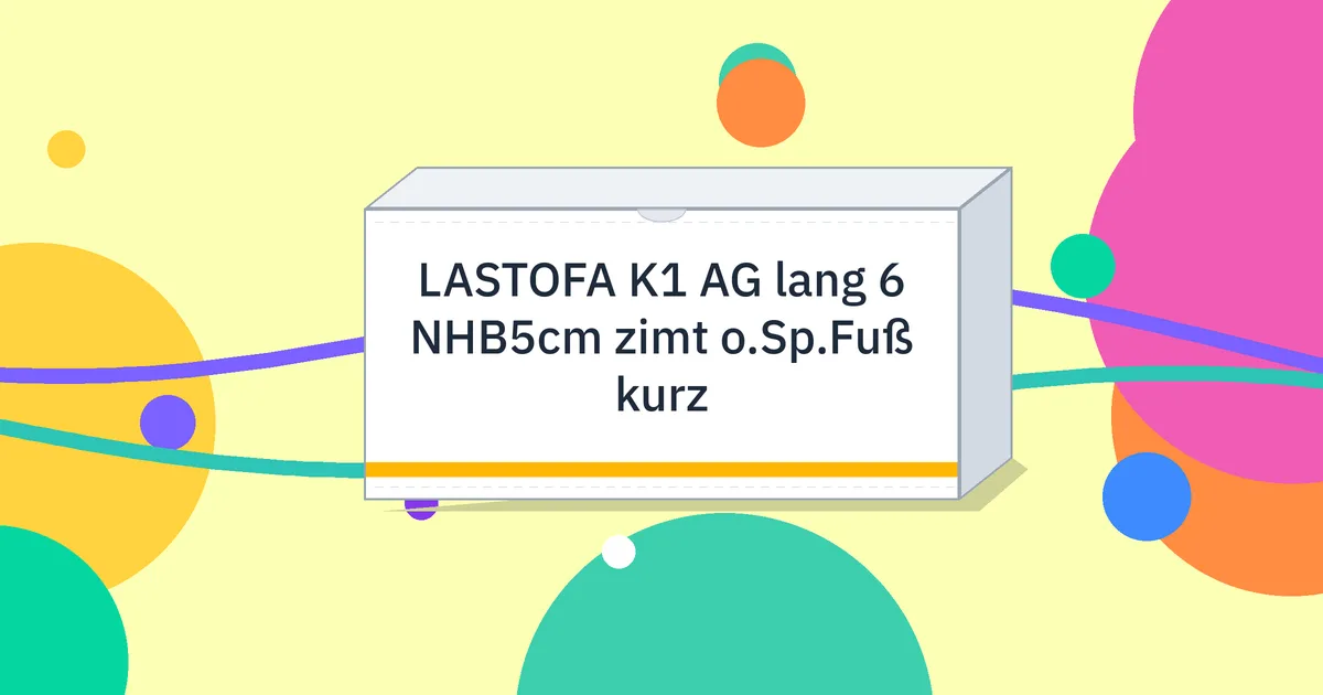 Symbolbild: Packung mit der Aufschrift LASTOFA K1 AG lang 6 NHB5cm zimt o.Sp.Fuß kurz (PZN 13794154) – Verfügbarkeit und Bezug in Apotheken in Frankfurt am Main
