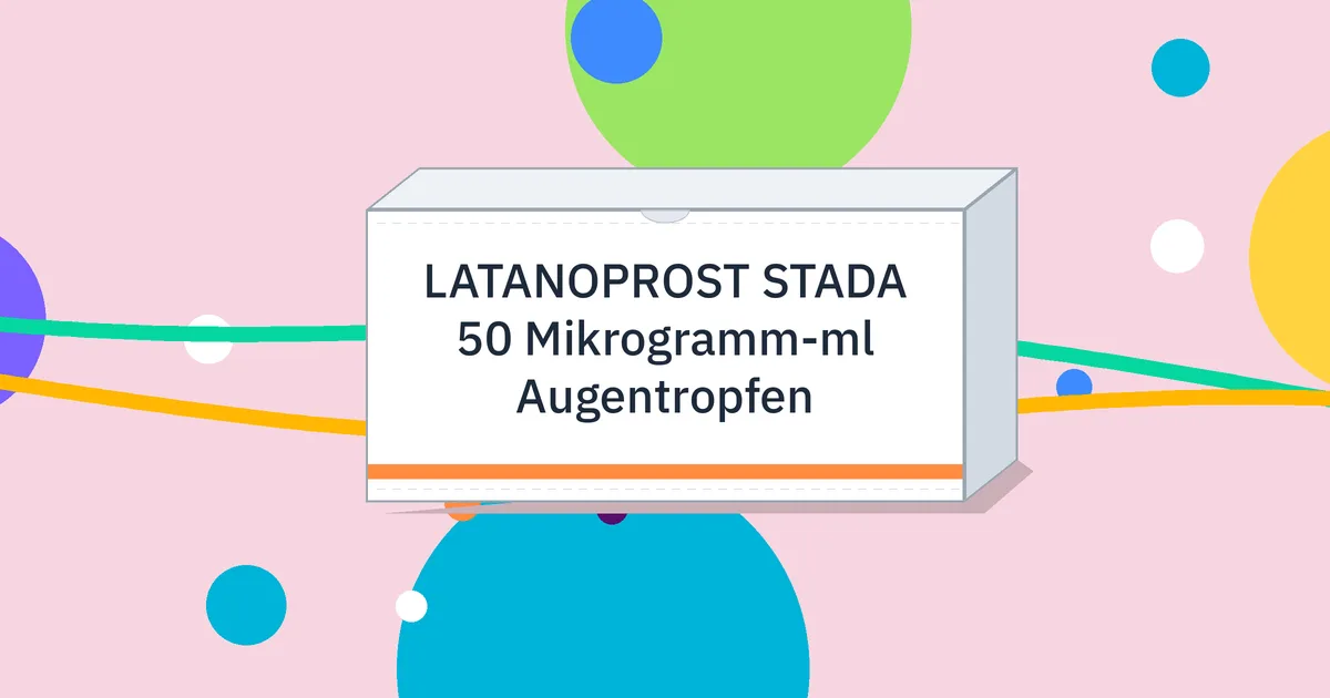 Symbolbild: Packung mit der Aufschrift LATANOPROST STADA 50 Mikrogramm-ml Augentropfen (PZN 08460646) – Verfügbarkeit und Bezug in Apotheken in Frankfurt am Main