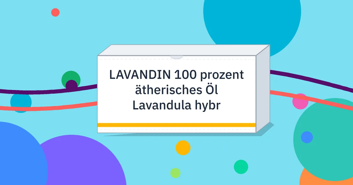 Symbolbild: Packung mit der Aufschrift LAVANDIN 100 prozent ätherisches Öl Lavandula hybr (PZN 03804242) – Verfügbarkeit und Bezug in Apotheken in Frankfurt am Main