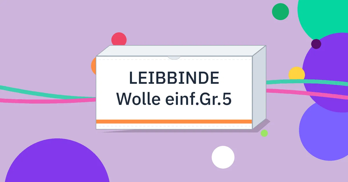 Symbolbild: Packung mit der Aufschrift LEIBBINDE Wolle einf.Gr.5 (PZN 02008997) – Verfügbarkeit und Bezug in Apotheken in Frankfurt am Main