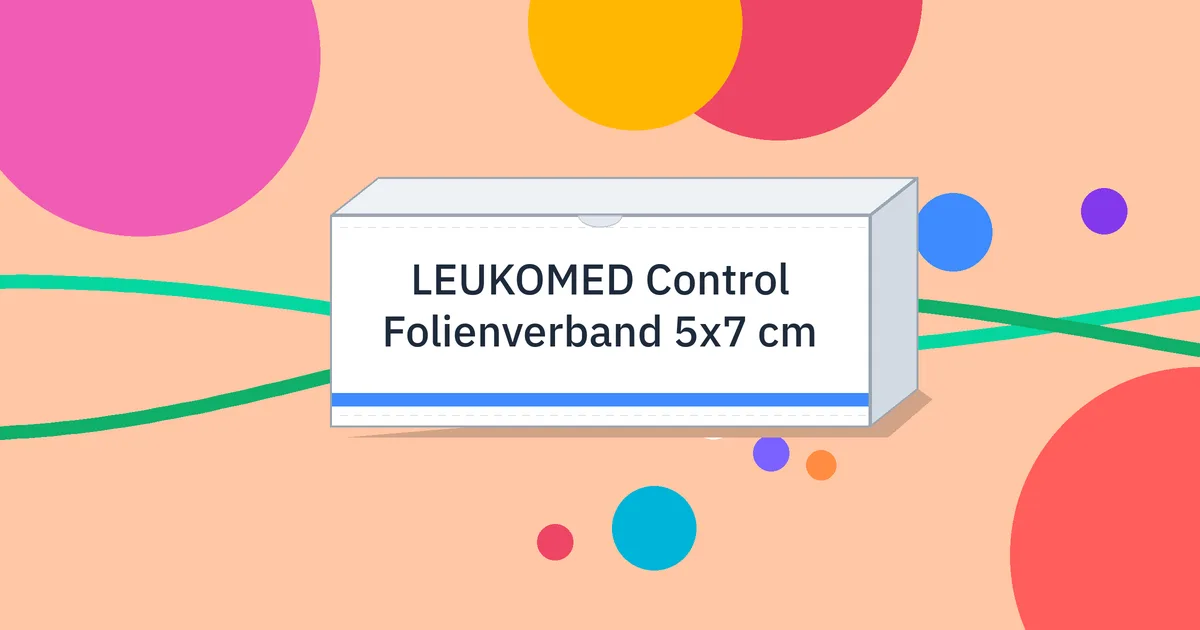 Symbolbild: Packung mit der Aufschrift LEUKOMED Control Folienverband 5x7 cm (PZN 13413519) – Verfügbarkeit und Bezug in Apotheken in Frankfurt am Main