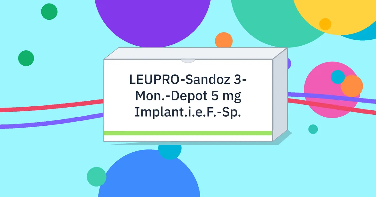 Symbolbild: Packung mit der Aufschrift LEUPRO-Sandoz 3-Mon.-Depot 5 mg Implant.i.e.F.-Sp. (PZN 19357940) – Verfügbarkeit und Bezug in Apotheken in Frankfurt am Main