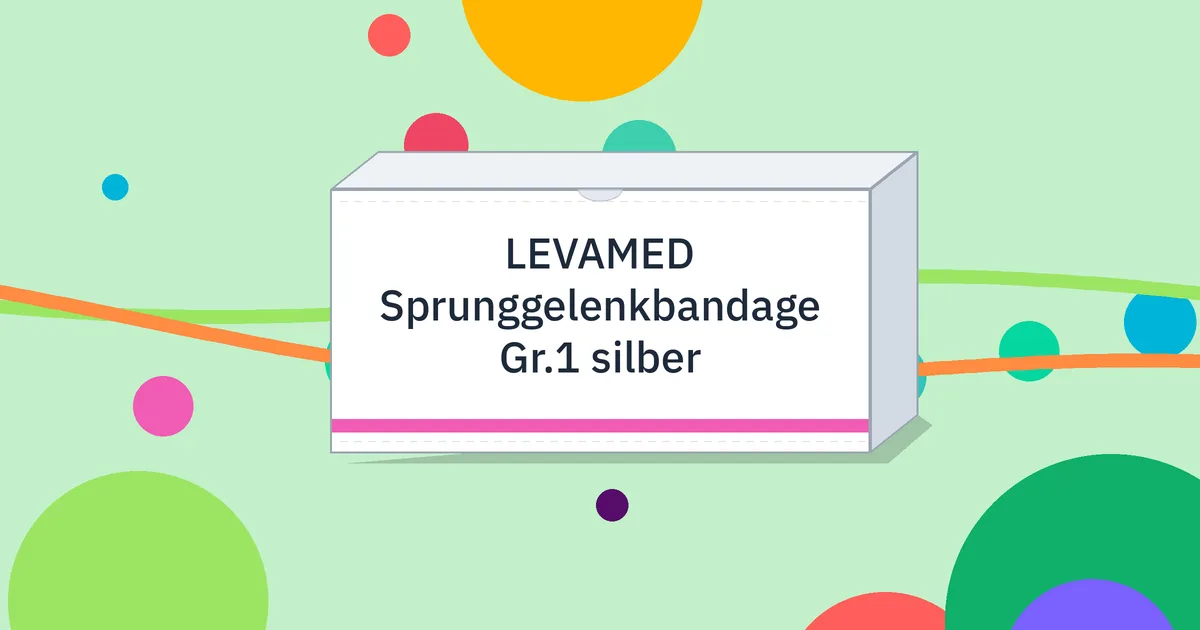 Symbolbild: Packung mit der Aufschrift LEVAMED Sprunggelenkbandage Gr.1 silber (PZN 18218834) – Verfügbarkeit und Bezug in Apotheken in Frankfurt am Main