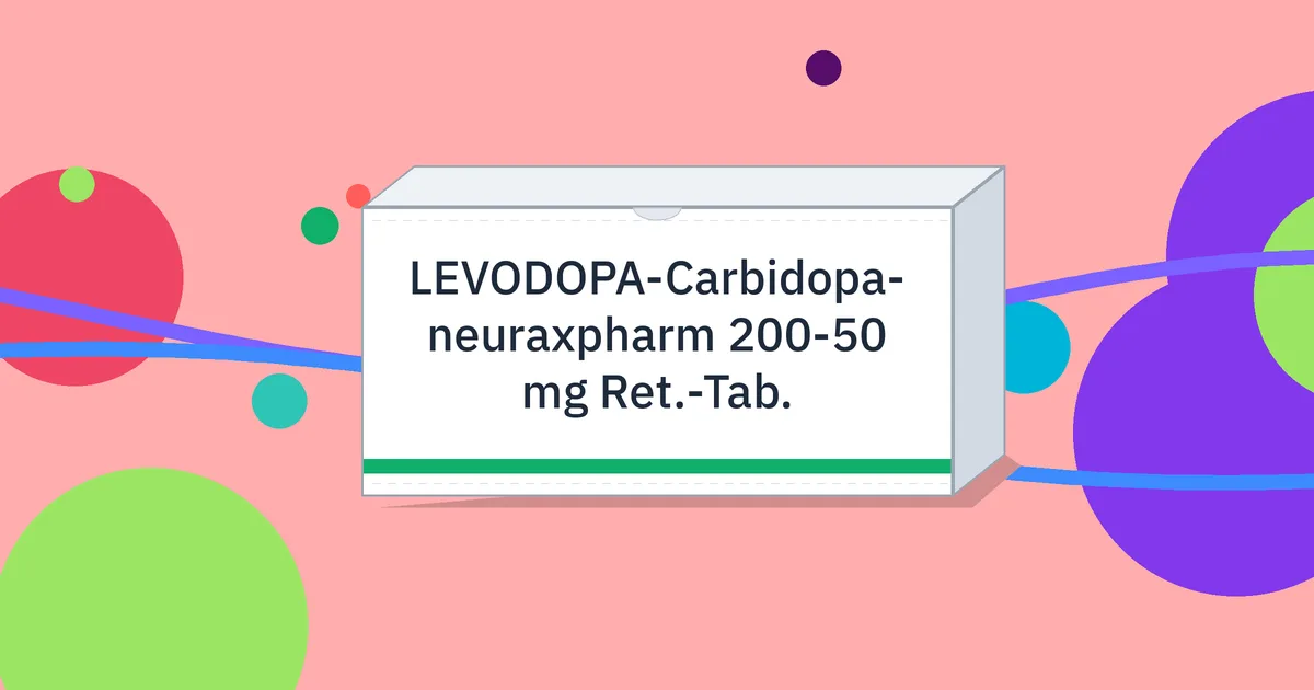 Symbolbild: Packung mit der Aufschrift LEVODOPA-Carbidopa-neuraxpharm 200-50 mg Ret.-Tab. (PZN 00772257) – Verfügbarkeit und Bezug in Apotheken in Frankfurt am Main