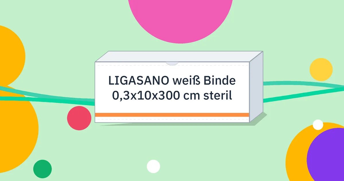 Symbolbild: Packung mit der Aufschrift LIGASANO weiß Binde 0,3x10x300 cm steril (PZN 17251611) – Verfügbarkeit und Bezug in Apotheken in Frankfurt am Main