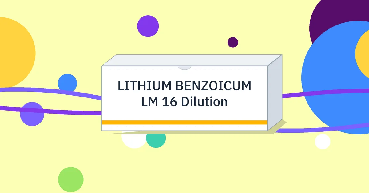 Symbolbild: Packung mit der Aufschrift LITHIUM BENZOICUM LM 16 Dilution (PZN 13531561) – Verfügbarkeit und Bezug in Apotheken in Frankfurt am Main