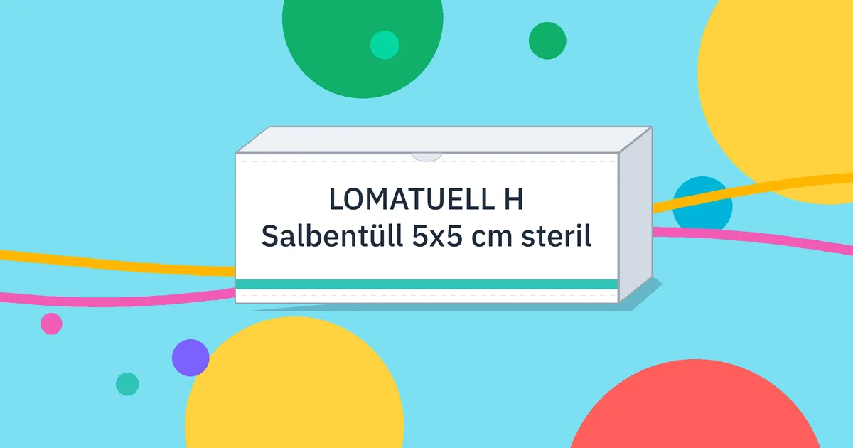 Symbolbild: Packung mit der Aufschrift LOMATUELL H Salbentüll 5x5 cm steril (PZN 10929688) – Verfügbarkeit und Bezug in Apotheken in Frankfurt am Main