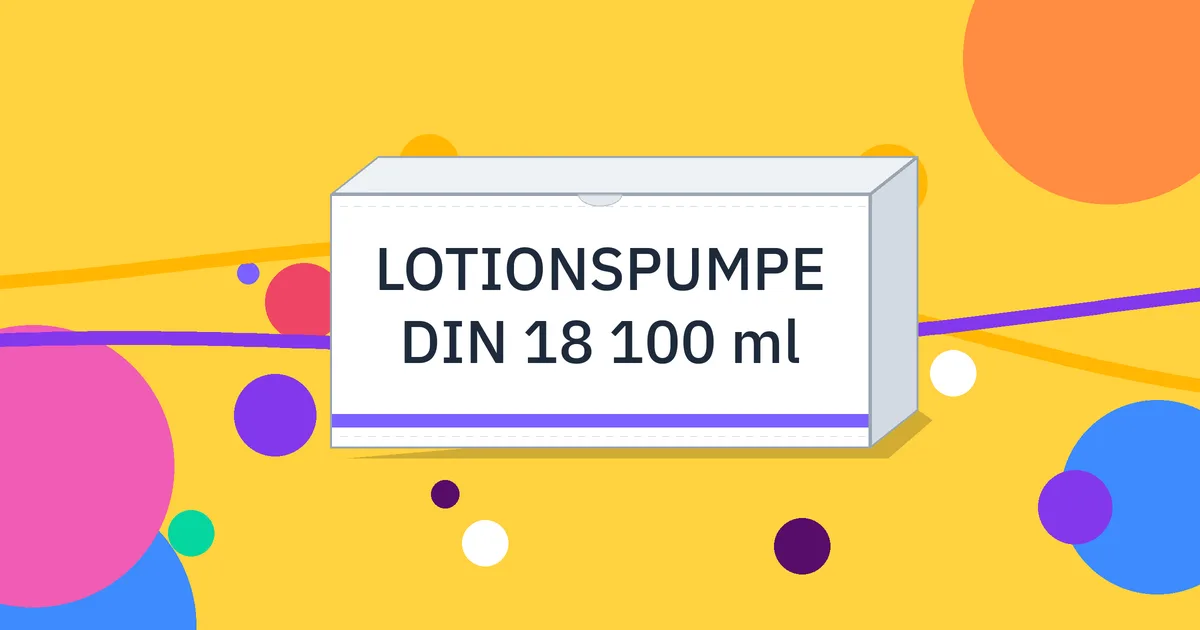 Symbolbild: Packung mit der Aufschrift LOTIONSPUMPE DIN 18 100 ml (PZN 18404206) – Verfügbarkeit und Bezug in Apotheken in Frankfurt am Main