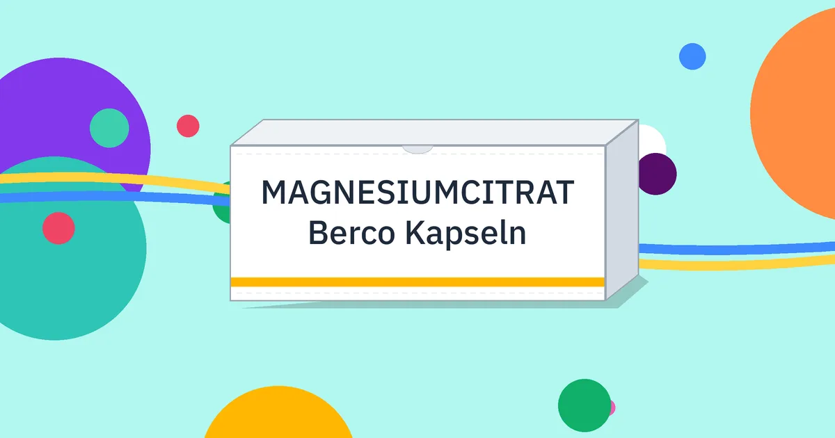 Symbolbild: Packung mit der Aufschrift MAGNESIUMCITRAT Berco Kapseln (PZN 09461300) – Verfügbarkeit und Bezug in Apotheken in Frankfurt am Main