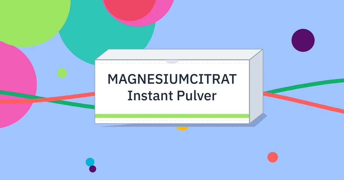 Symbolbild: Packung mit der Aufschrift MAGNESIUMCITRAT Instant Pulver (PZN 08639173) – Verfügbarkeit und Bezug in Apotheken in Frankfurt am Main