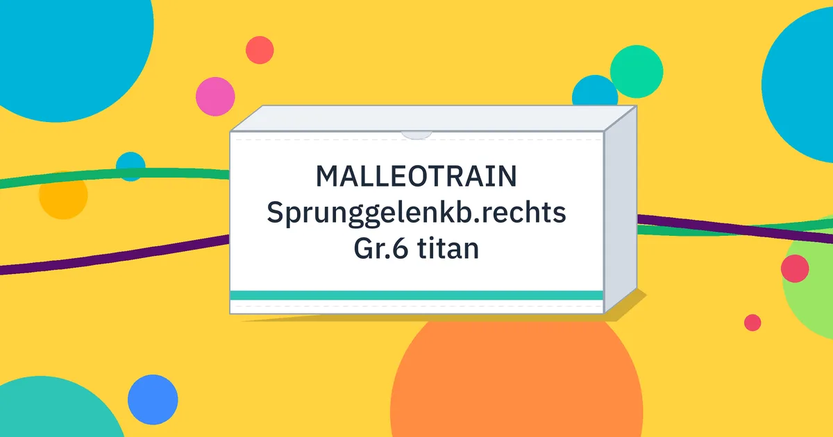 Symbolbild: Packung mit der Aufschrift MALLEOTRAIN Sprunggelenkb.rechts Gr.6 titan (PZN 01284175) – Verfügbarkeit und Bezug in Apotheken in Frankfurt am Main